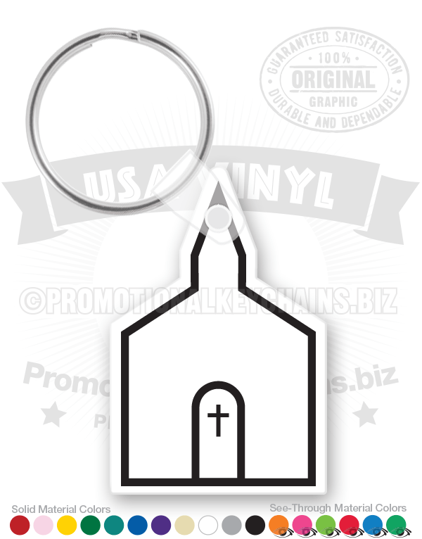 Church Shape Vinyl Keychain - Custom Printed – PromotionalKeychains.biz