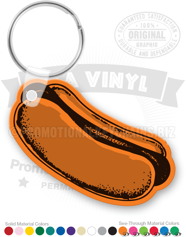Hot Dog Vinyl Keychain – Custom Printed – PromotionalKeychains.biz