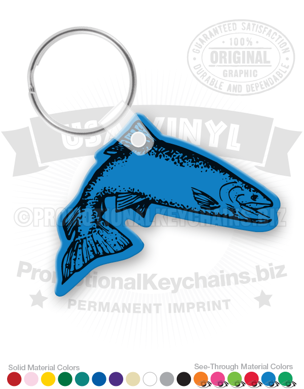 Leaping Salmon Vinyl Keychain - Custom Printed – PromotionalKeychains.biz