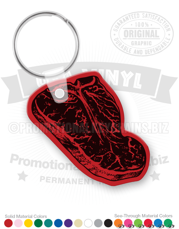 Steak Vinyl Keychain - Custom Printed – PromotionalKeychains.biz
