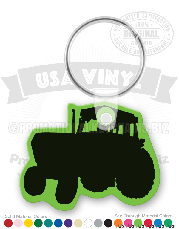 Tractor Silhouette Vinyl Keychain - Custom Printed ...